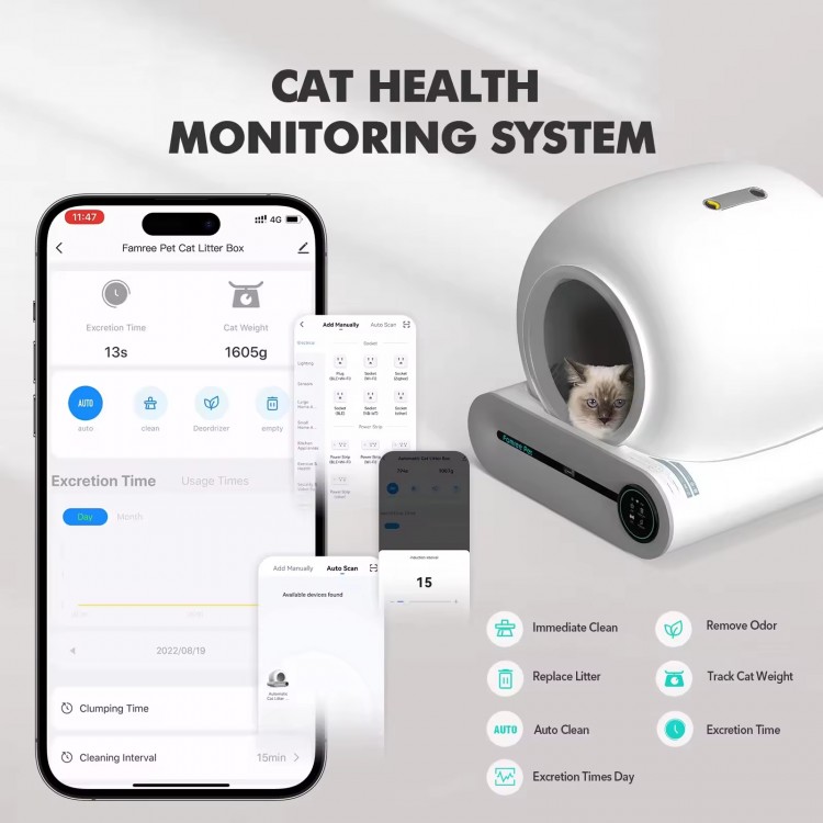Automatic Cat Litter Box with Easy Cleaning System