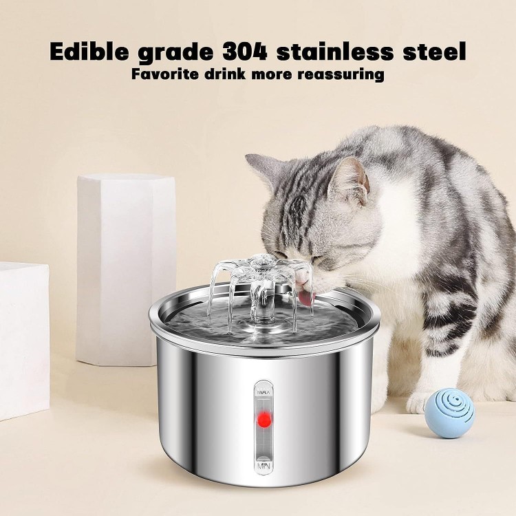 Automatic Cat Water Fountain Stainless Steel 2L with Filter