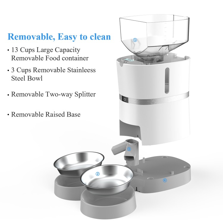 Custom Pet Feeder Dispenser with Two Way Automatic Splitter